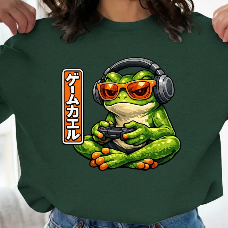 Funny Gamer Frog PNG, Kawaii Anime Style Toad Design (digital Download ...