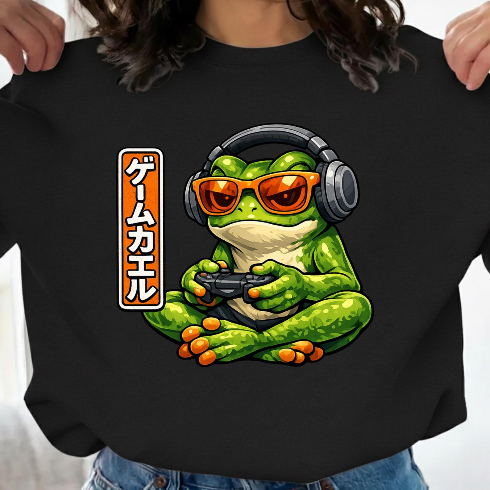 Funny Gamer Frog PNG, Kawaii Anime Style Toad Design (digital Download ...