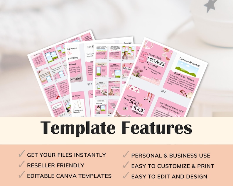 Pink Instagram Carousel Templates Canva | 100 Editable Posts - Etsy