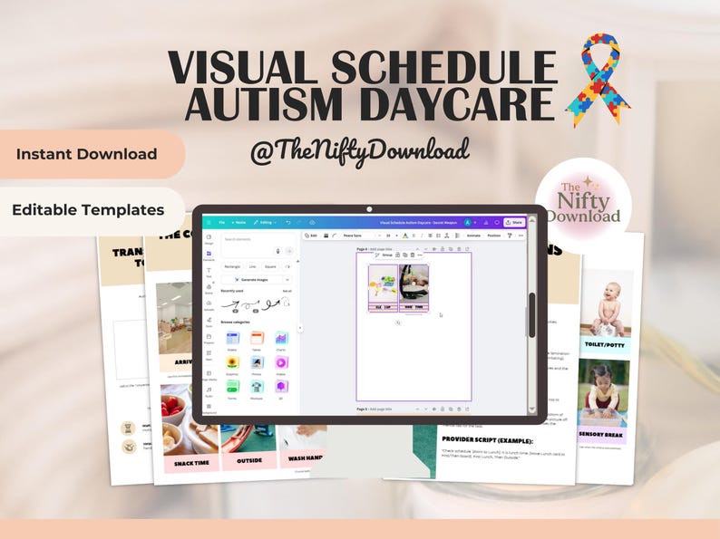 Autism Visual Schedule, Routine Cards, First-then Chart (canva Template ...