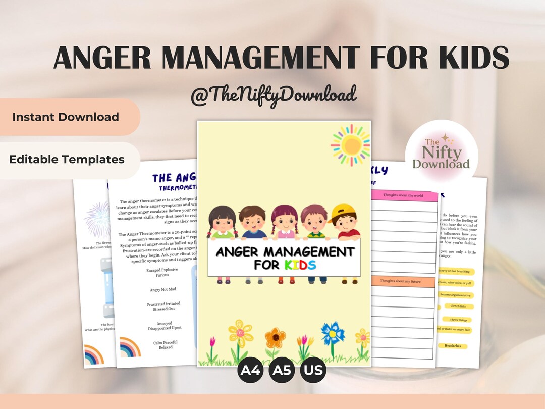 Anger Management for Kids Canva Template | Coping Skills Worksheets - Etsy