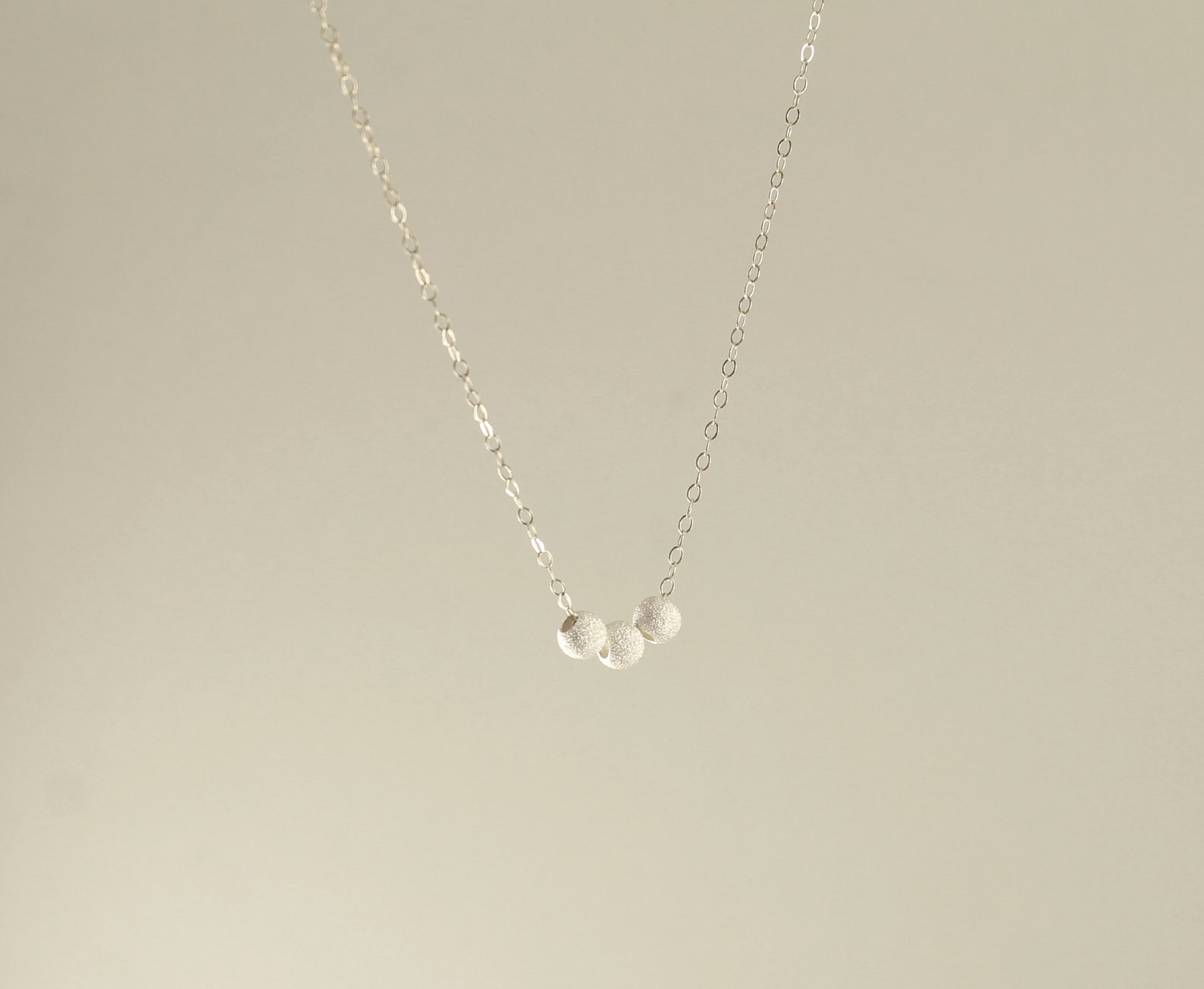 Simple Sterling Silver Necklace for Women With Sparkly Stardust Balls ...