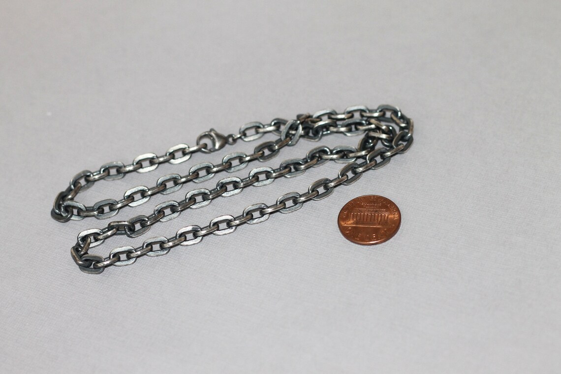 Thick Heavy Chain Necklace Oxidized Sterling Silver Chain Link - Etsy