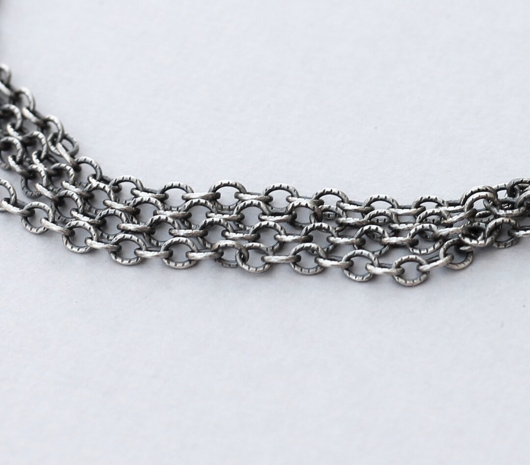 Durable Textured Oxidized Silver Chain for Women, Men Short or Long ...