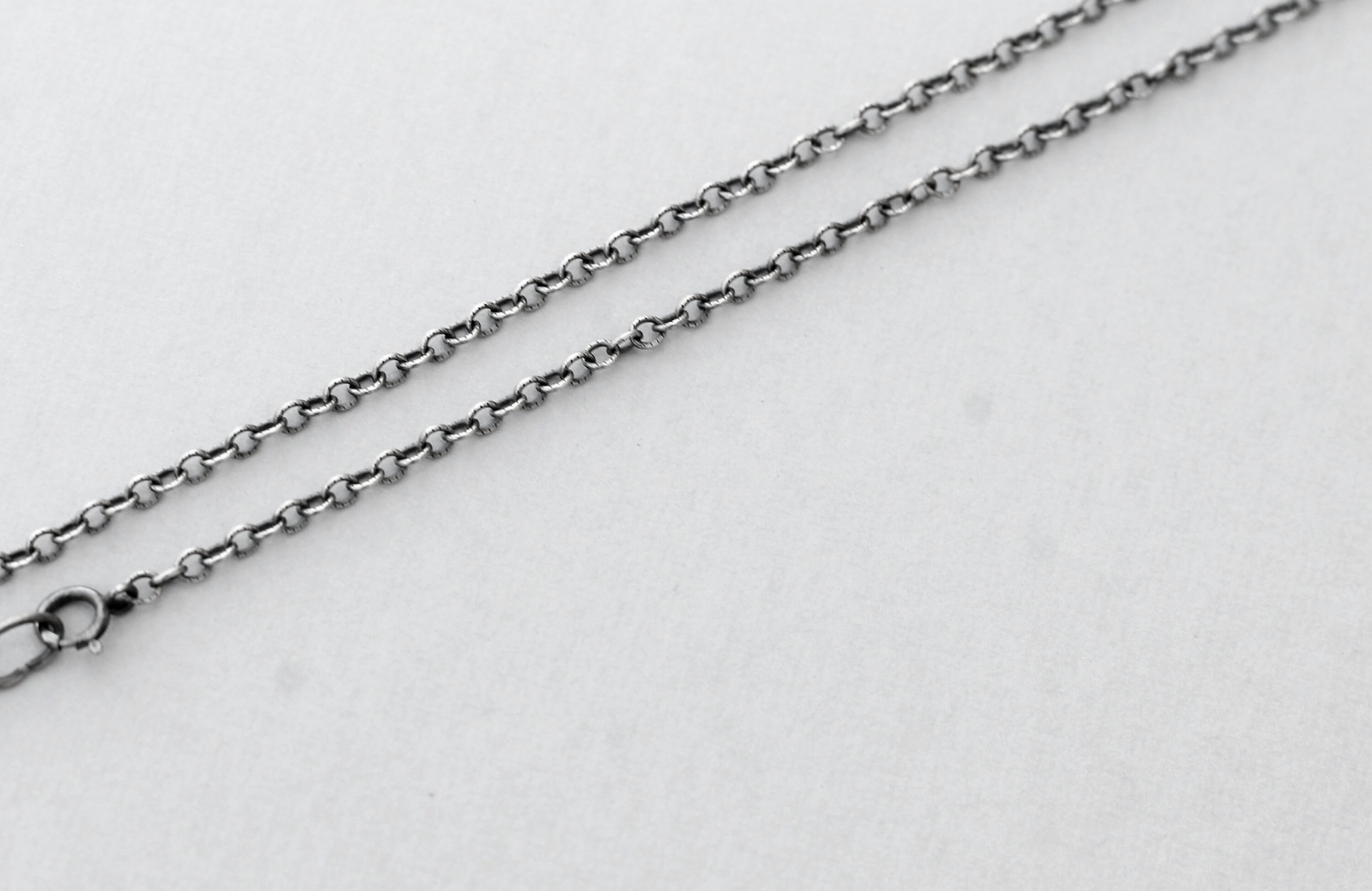 Durable textured oxidized silver chain for women men Short or | Etsy