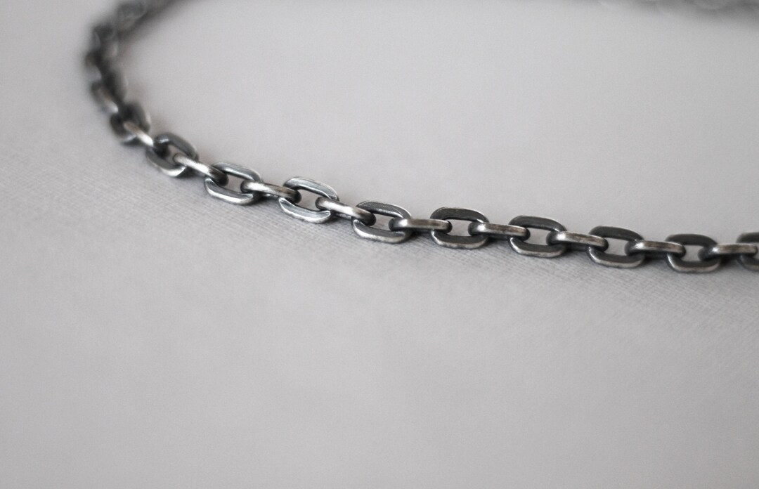 Thick Heavy Chain Necklace Oxidized Sterling Silver Chain Link Necklace ...