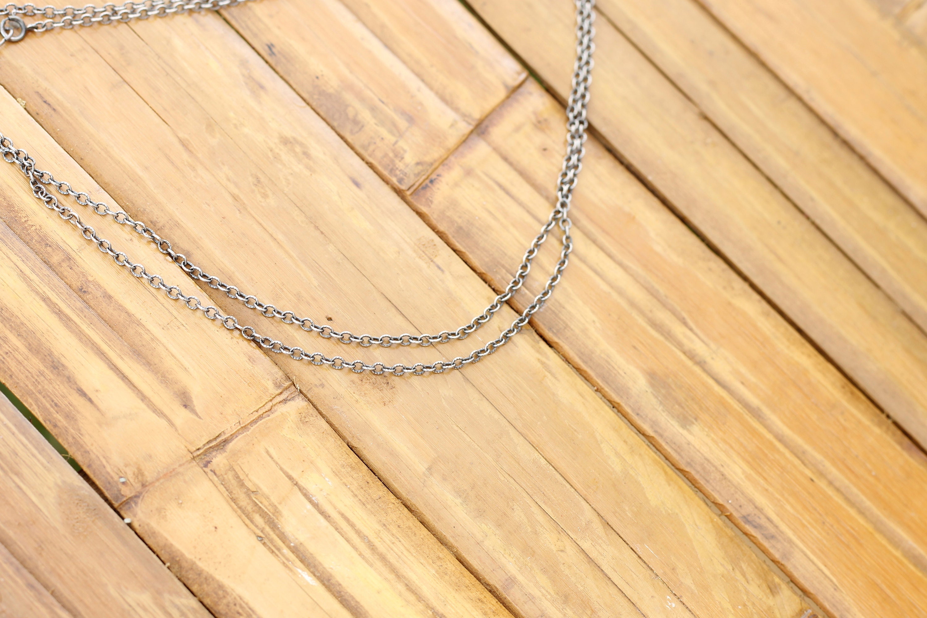 Durable textured oxidized silver chain for women men Short or | Etsy