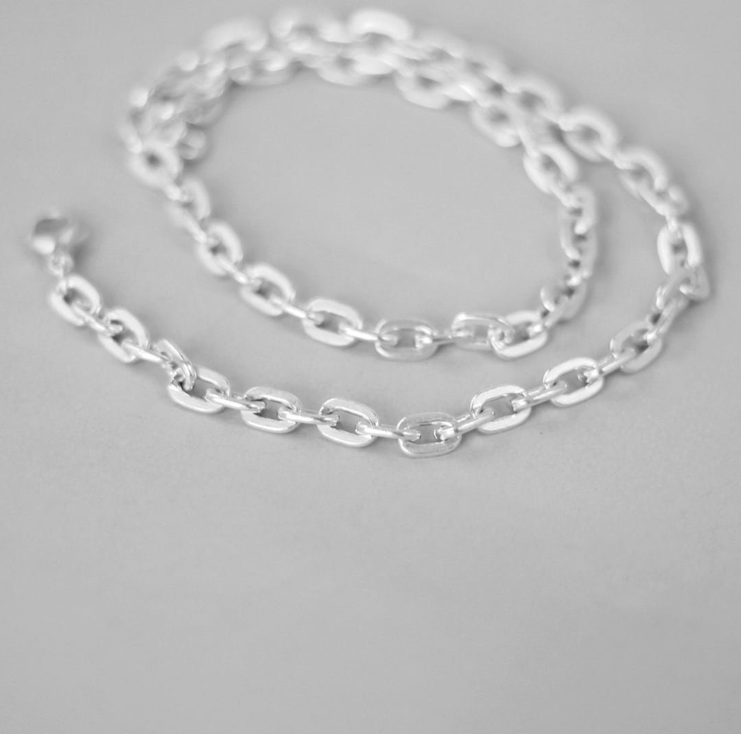 Thick Heavy Sterling Silver Chain Necklace Shiny Short or Long Chain ...