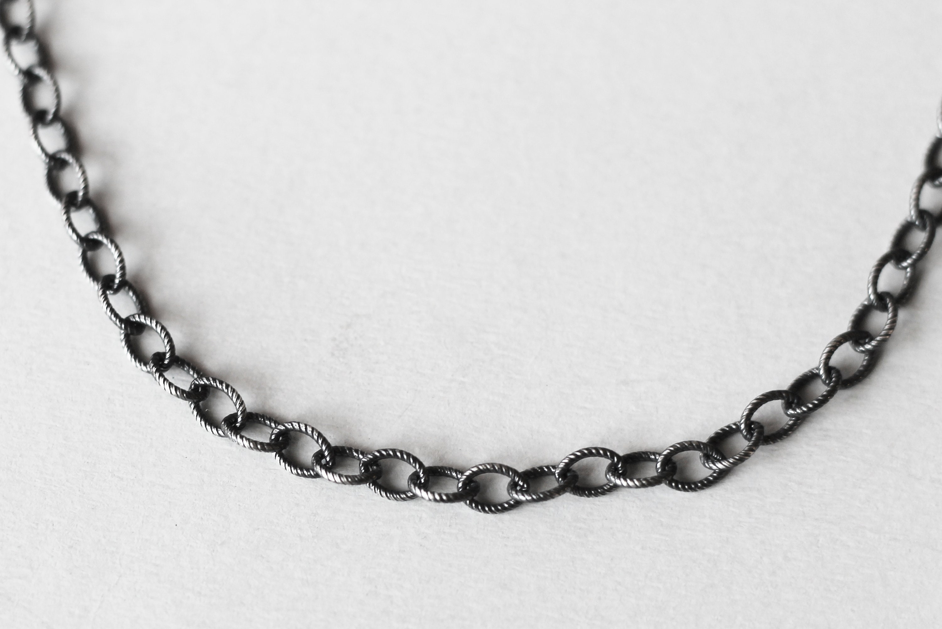 Thick Chain Link Necklace Oxidized Sterling Silver Chain | Etsy