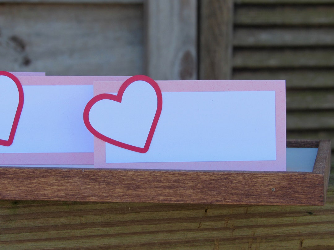 Heart Place Cards, Heart Food Cards, Heart Birthday Party Cards, Heart ...