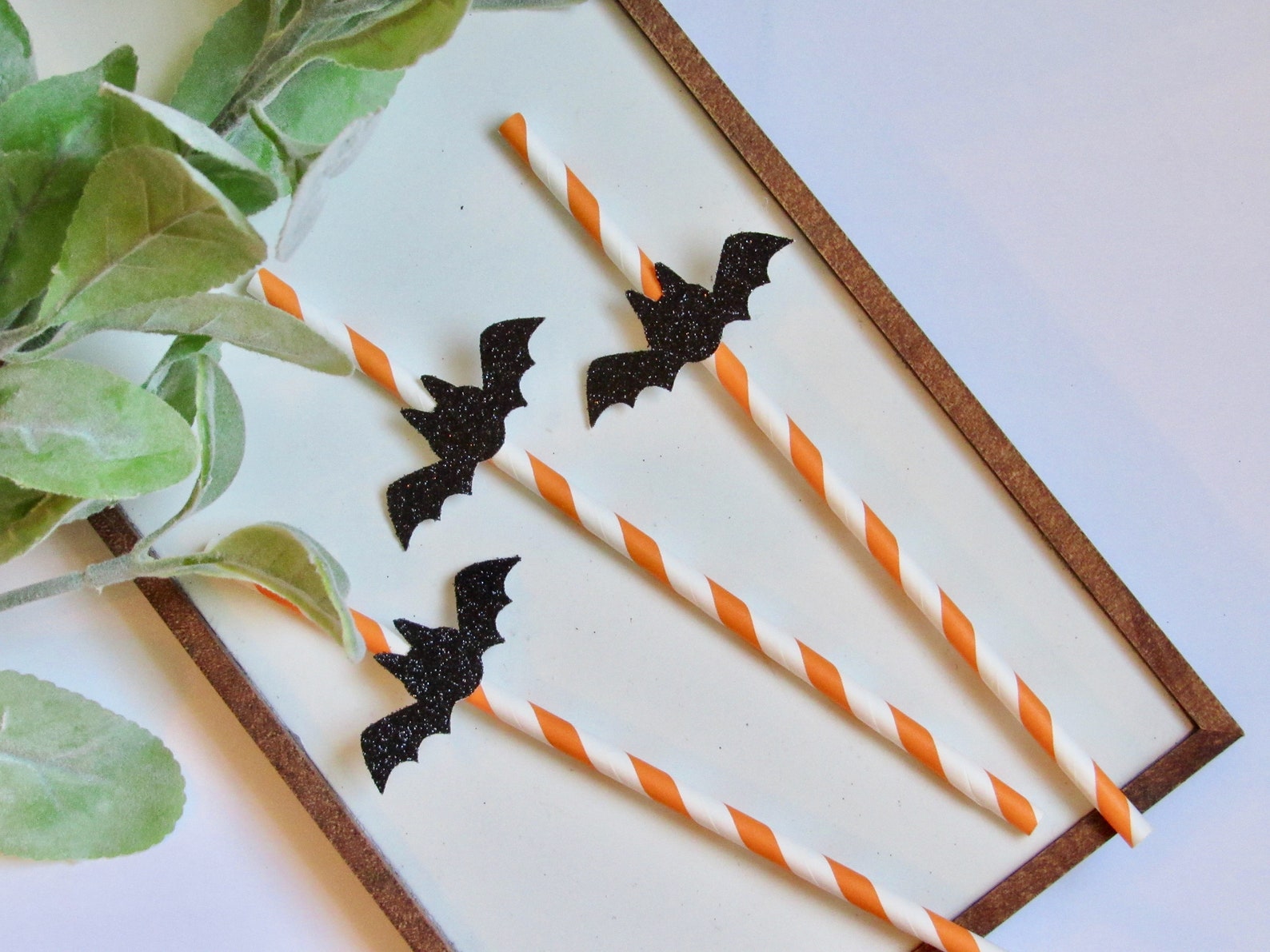 Halloween Decor Bat Straws Spooky Party Straws Glitter - Etsy