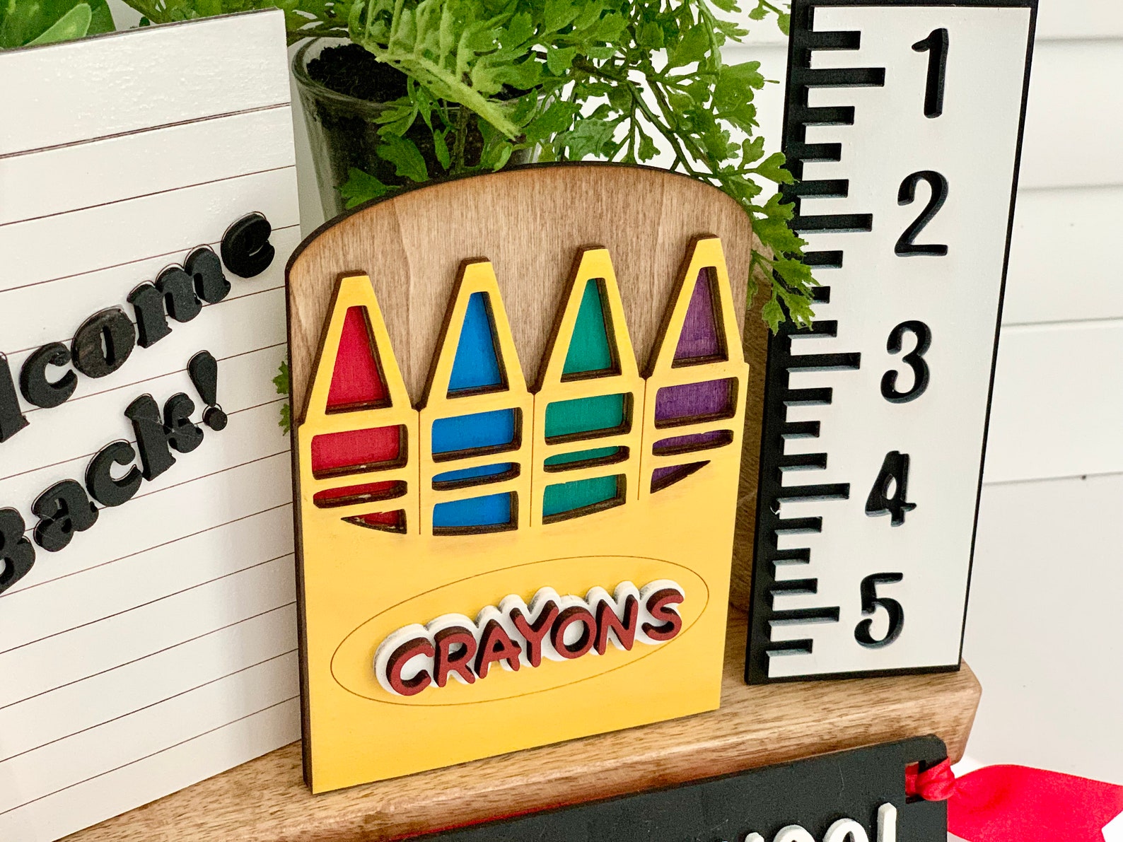 Wooden School Decor Crayon Box School Tiered Tray Back to - Etsy