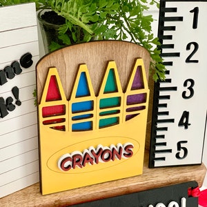 Wooden School Decor, Crayon Box, School Tiered Tray, Back to School ...