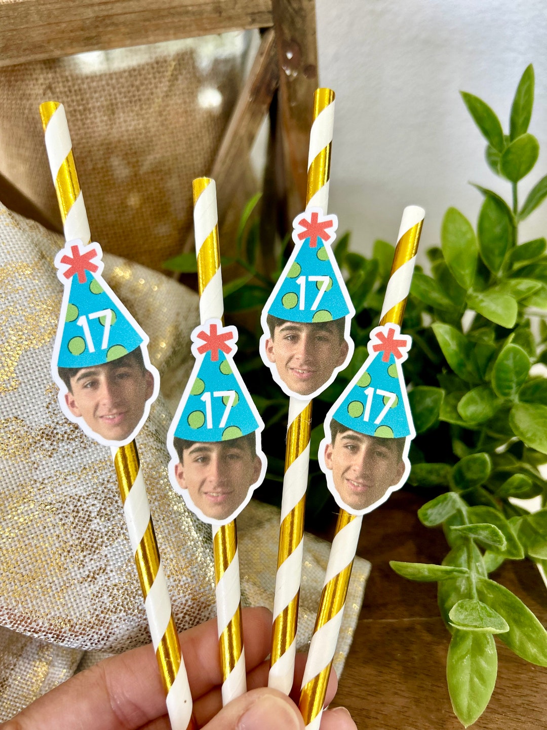Custom Birthday Photo Straws, Custom Head Party Straws, Personalized ...