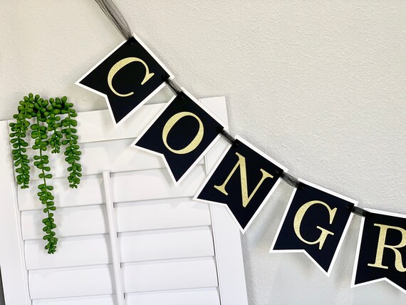 Graduation Banner, Black and Gold Banner, Congratulations Banner ...