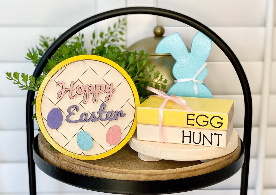 Wooden Easter Tray Decor, Hoppy Easter Tiered Tray Decor, Easter Decor ...