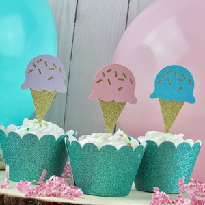 Ice Cream Birthday Party Cupcake Toppers, Ice Cream Birthday, Ice Cream ...