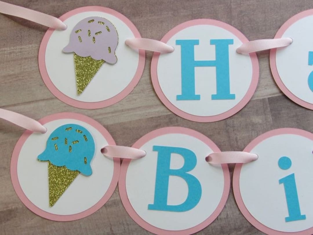 Ice Cream Birthday Banner, Ice Cream Birthday, Ice Cream Party Theme ...
