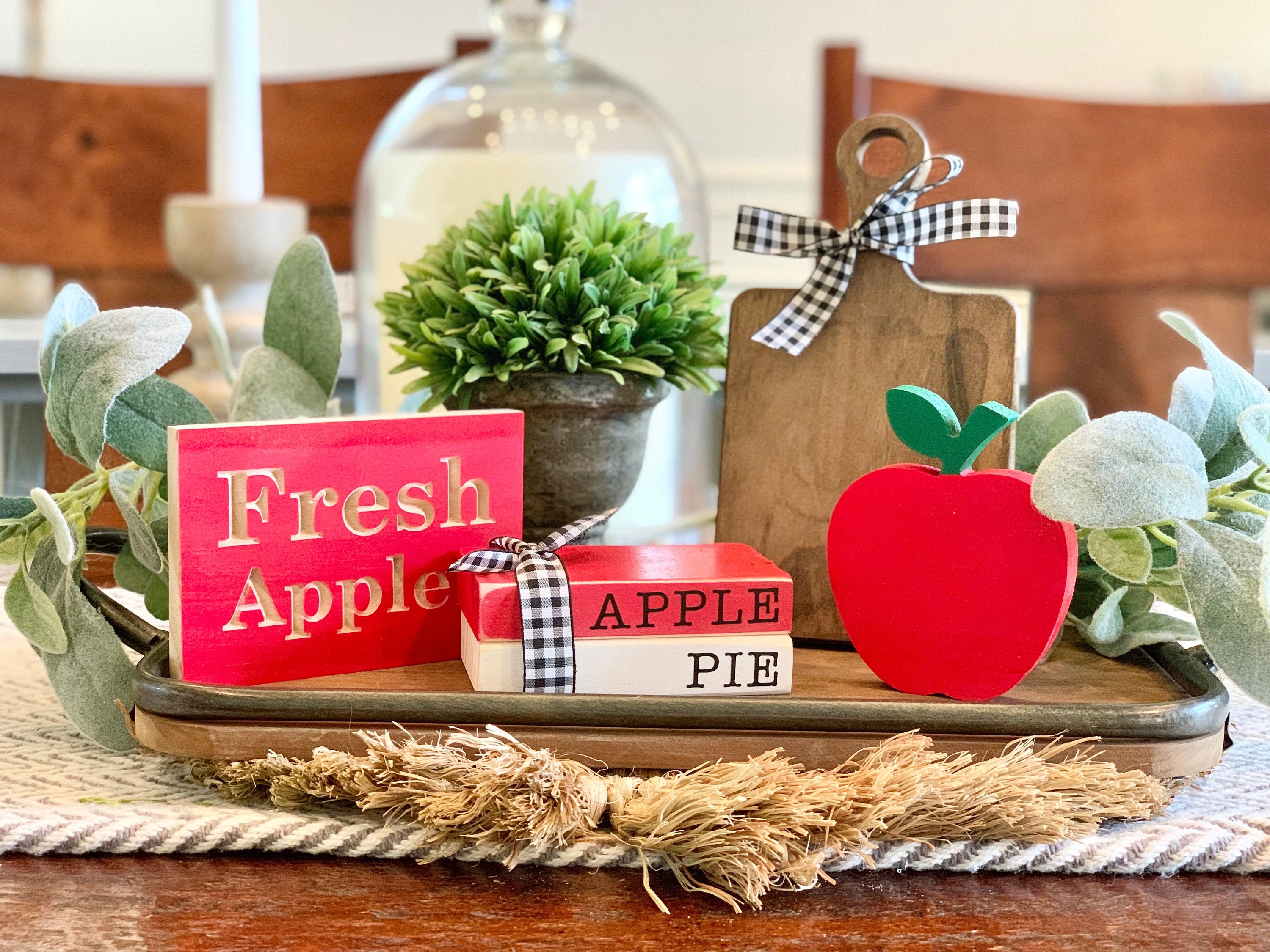 Wooden Apple Decor Apple Pie Book Stack Fall Book Stack - Etsy