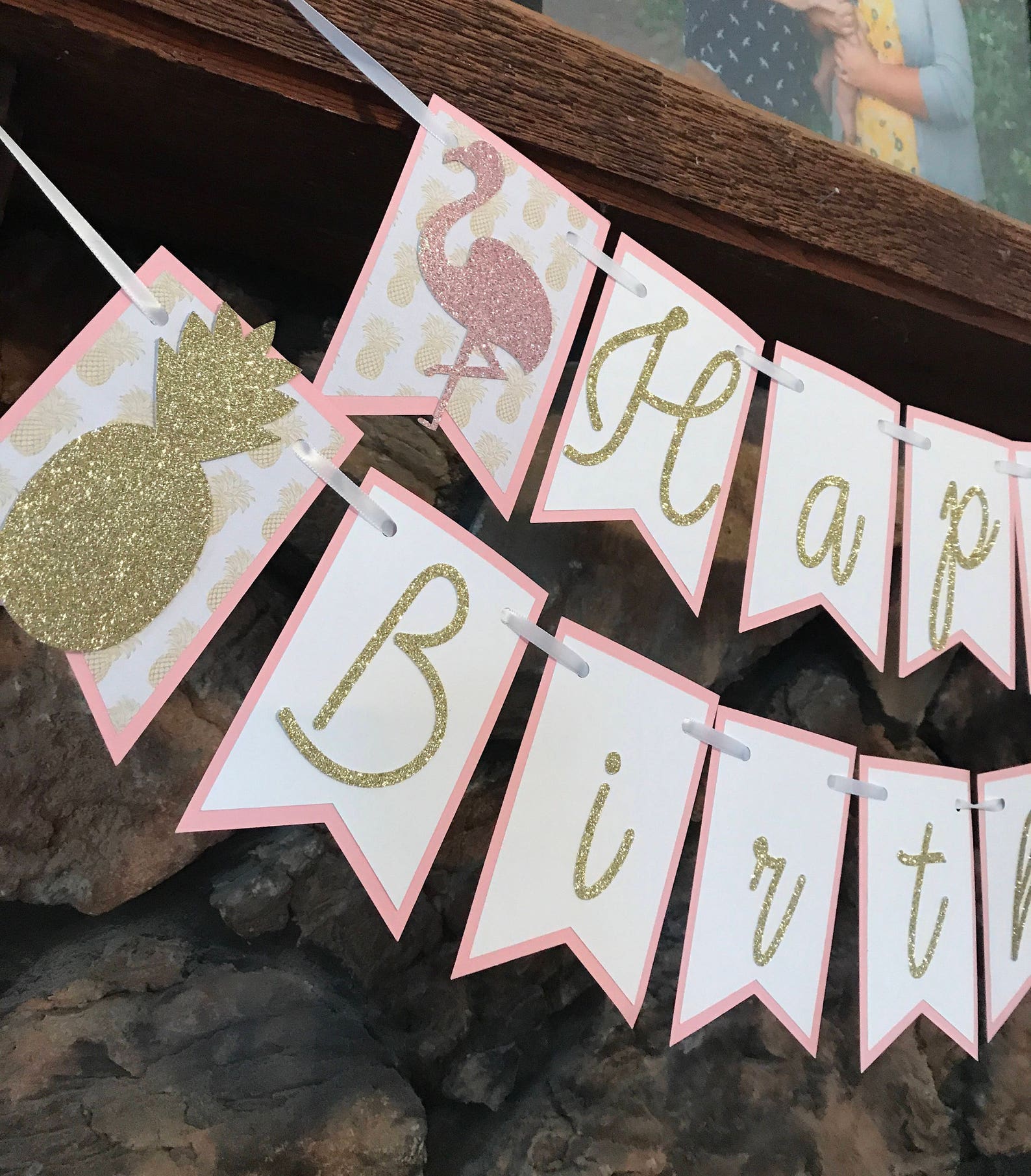 Pineapple Flamingo Pink and Gold Birthday Banner Flamingo - Etsy