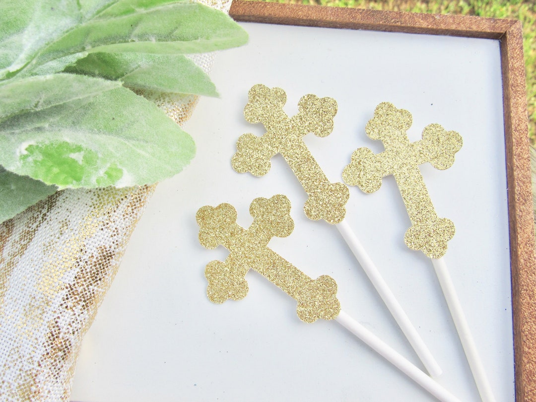 Cross Cupcake Toppers, Confirmation Cross Toppers, Baptism Cross ...