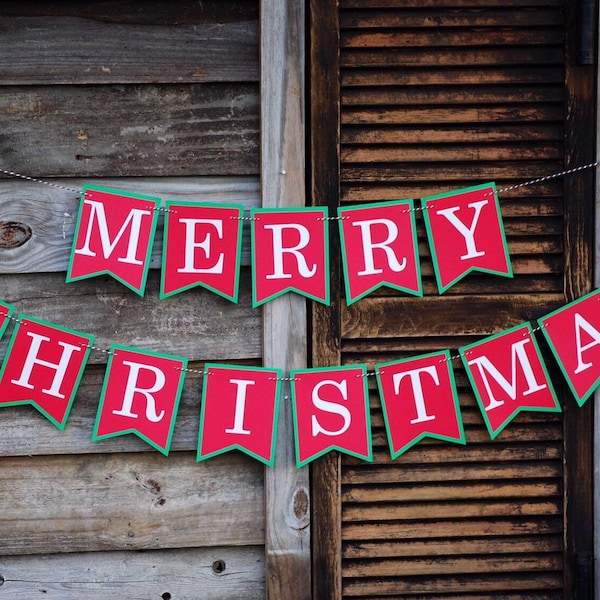 Merry Christmas Banner - Etsy