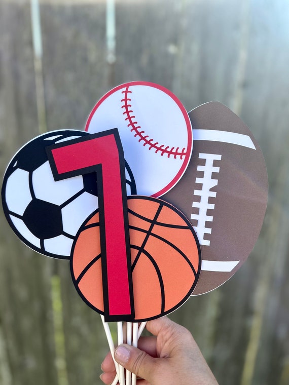 ation Sports Birthday Party Banner And Sports Themed Hanging Swirls ...