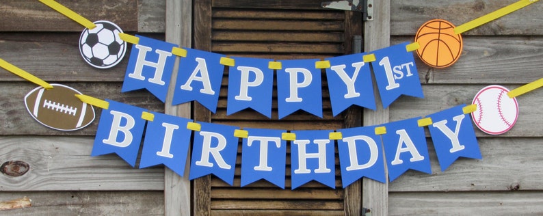 Sports Birthday Party Banner All Star Sports Banner Happy - Etsy