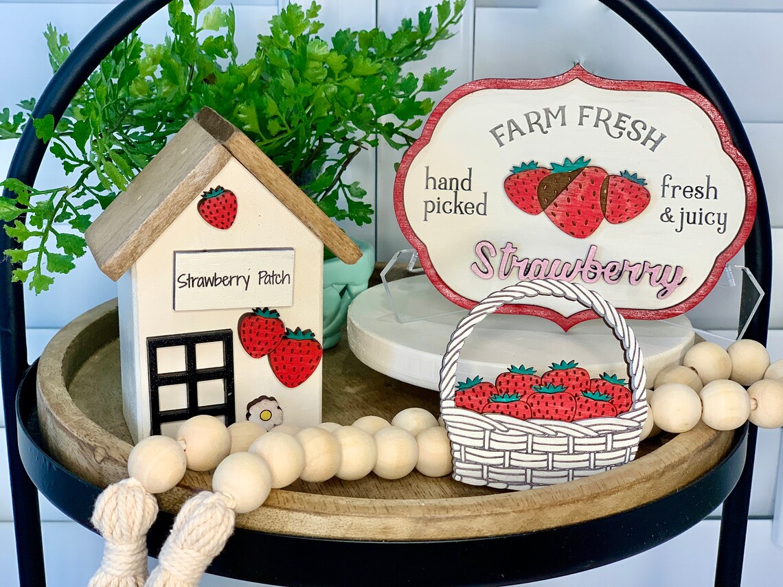 Strawberry Tiered Tray Decor Fruit Tiered Tray Decor - Etsy