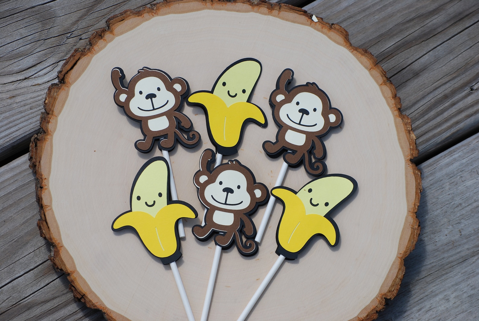 Monkey and Banana Cupcake Toppers Safari Cupcake Toppers - Etsy