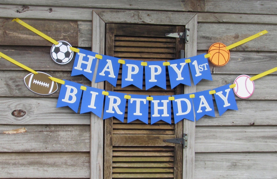 All Star Sports Birthday Banner: Baseball, Basketball, Football, Soccer ...