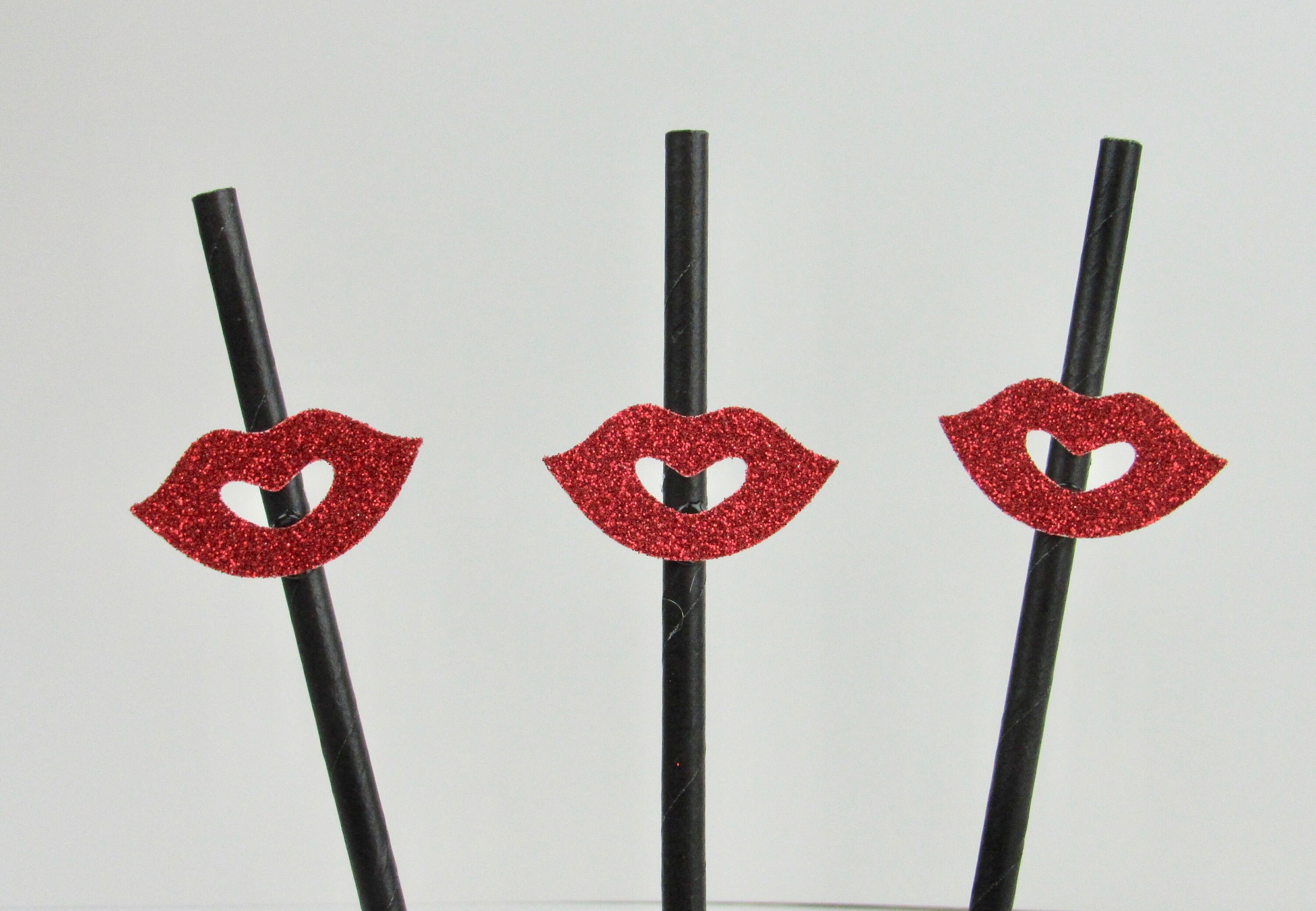 Red Glitter Lip Straws: Bachelorette Party Decorations - Set of 12 - Etsy