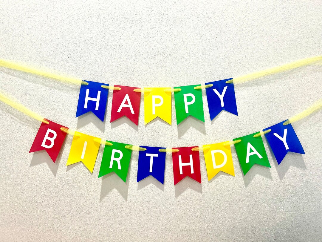 Happy Birthday Banner, Primary Color Birthday Banner, Primary Color ...