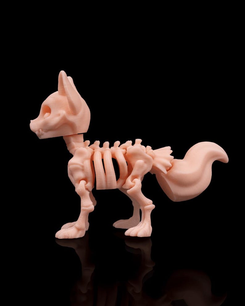 3D Printed Fox Skeleton Figurine | Articulated Flexi Desk Toy - Etsy