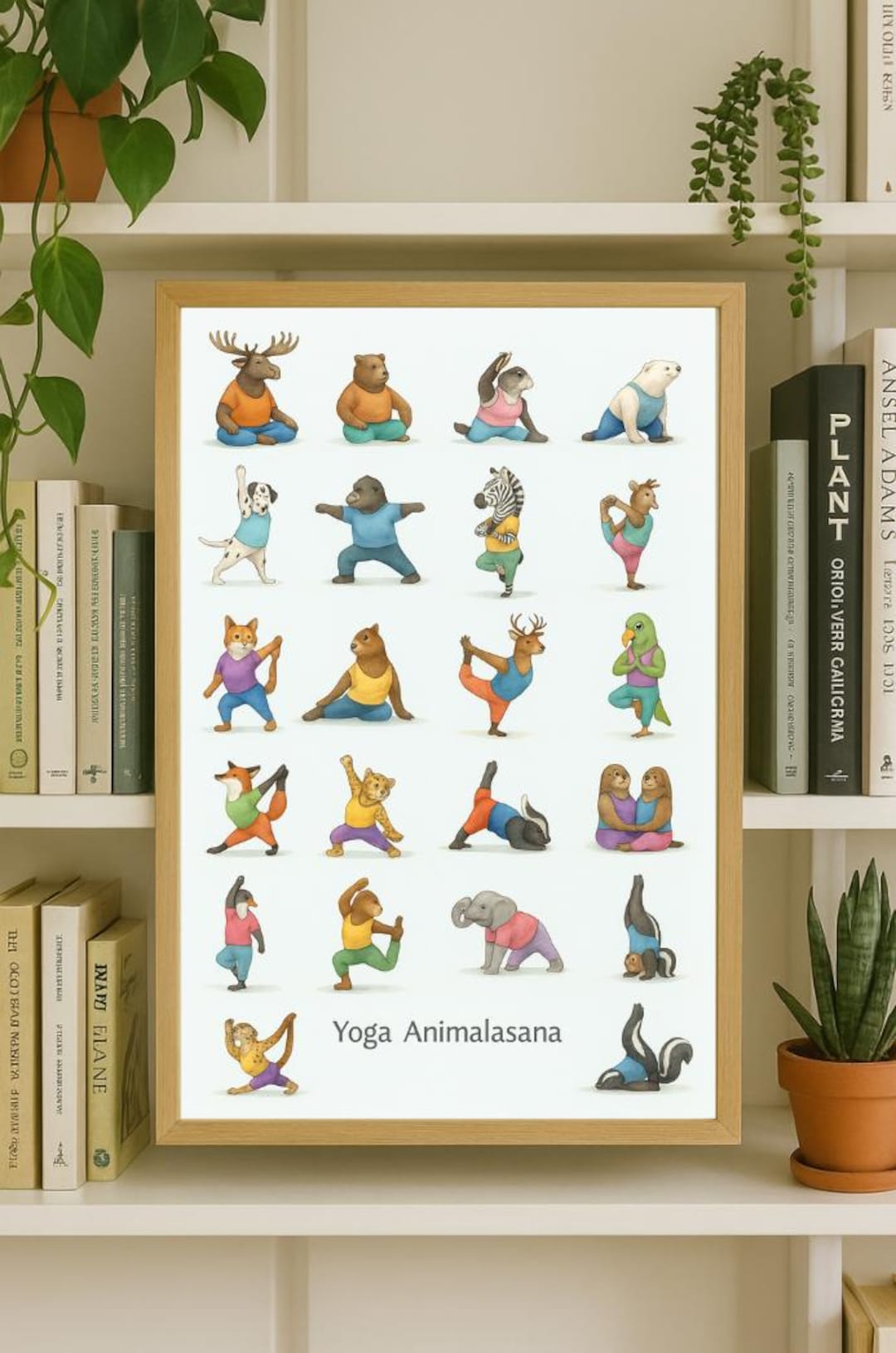 Yoga Animalasana Poster | Whimsical Animal Yoga Art Print | Funny Yoga ...