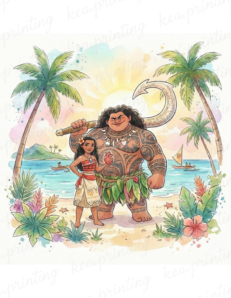 Cute Moana and Maui Clipart PNG, Maui PNG, Moana PNG, Moana Characters ...