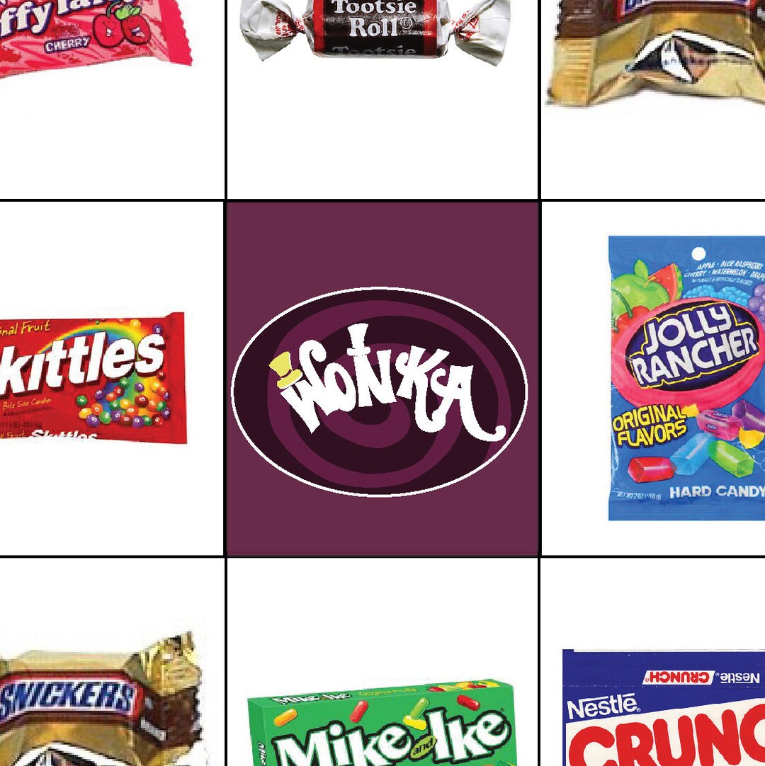 WILLY WONKA Candy Bingo Party Game Cards - DIY Printable - (set of 25 ...