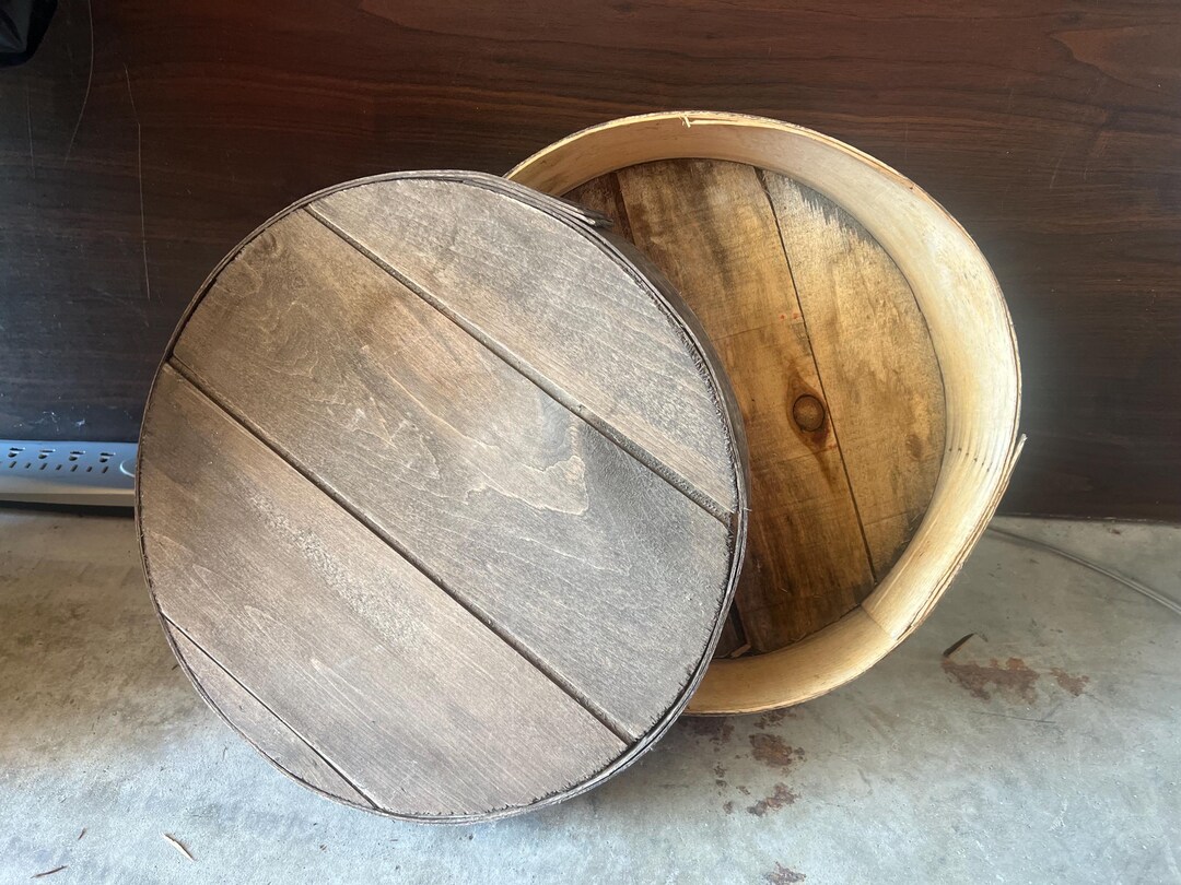Vintage Wood Cheese Wheel Box With Lid/round Cheese Box Wooden, 1950s ...