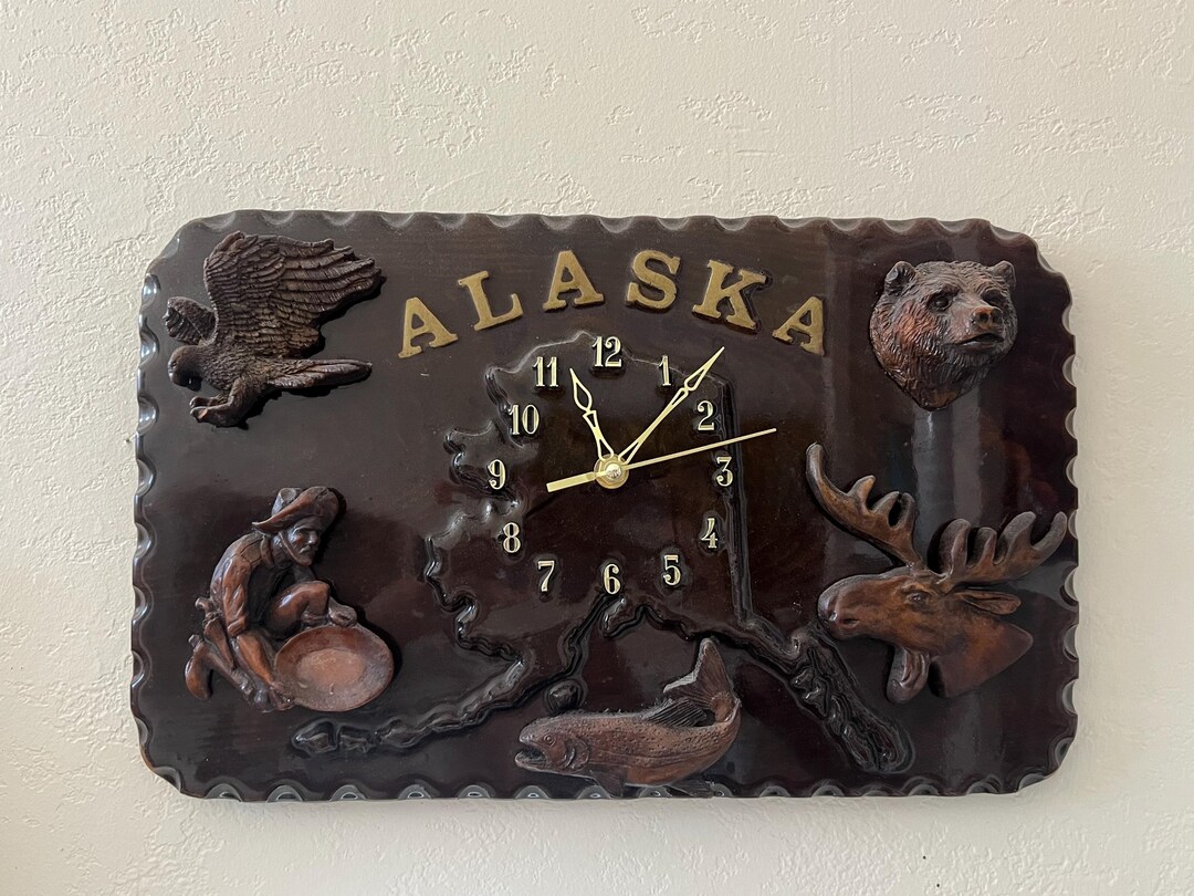 Alaska Clock/gold Panner Clock/prospector Clock /eagle Clock /bear ...