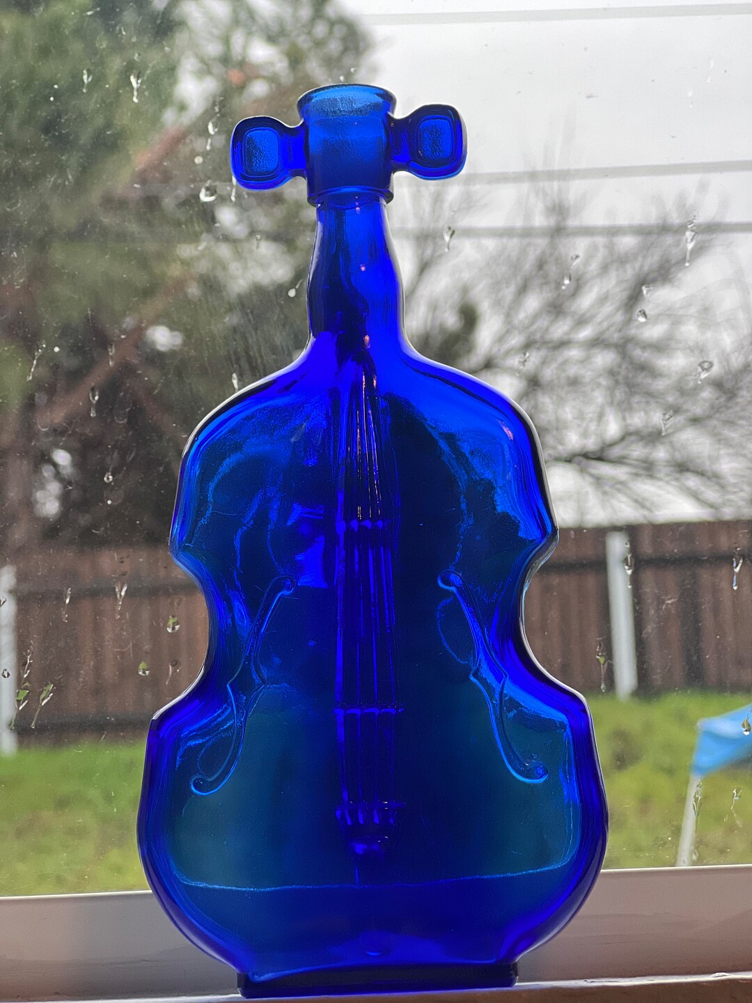 Violin Vintage Blue Glass Cello-blue Glass Violin-8 Inch Glass ...