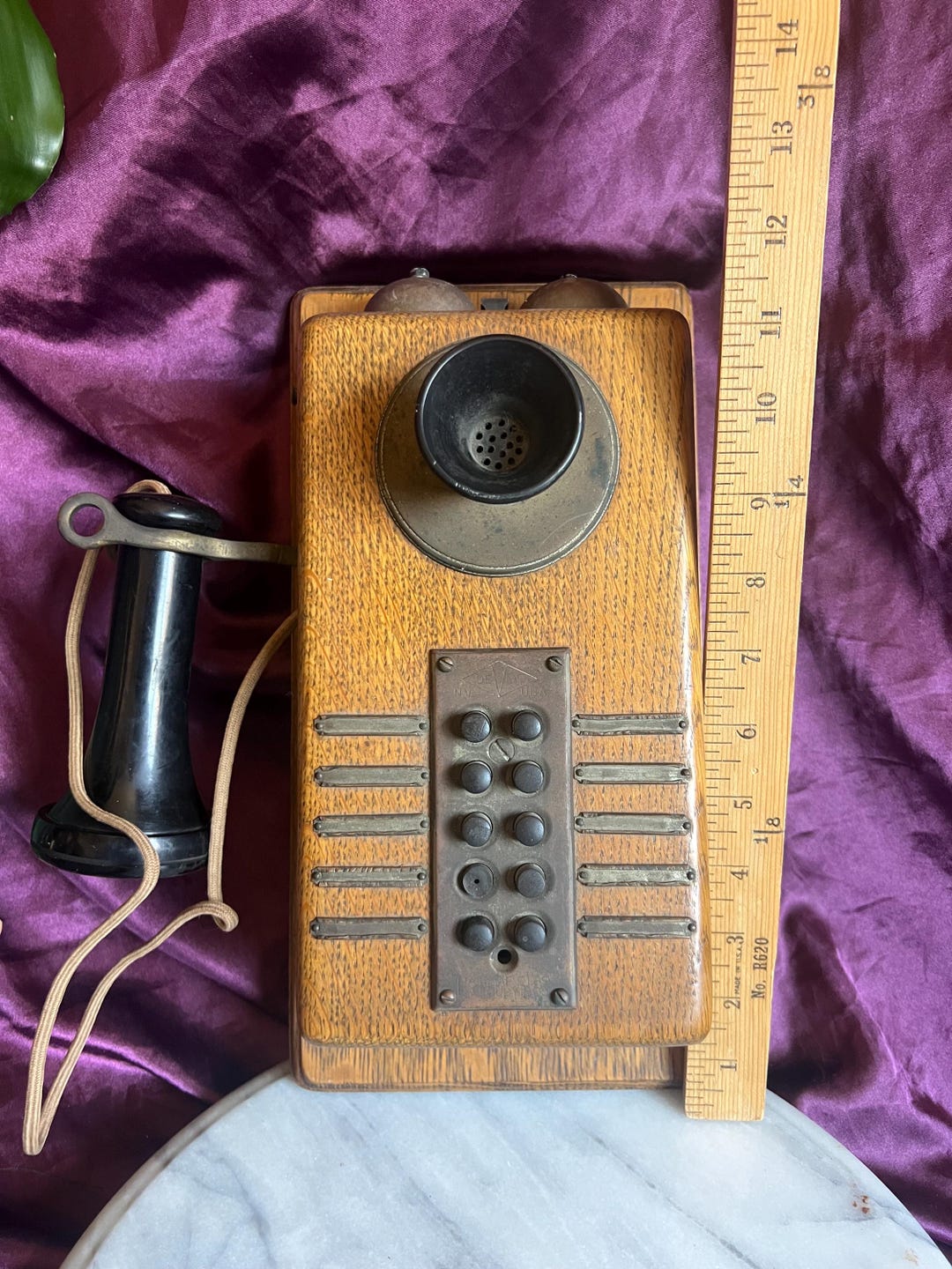 Antique Telephone/intercom in Oak Box With Push Buttons With Earpiece ...