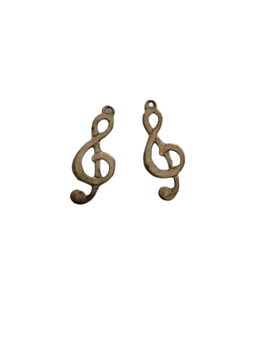 Craft Supplies & Tools Charms One Pair Treble Clef Shaped Gold Tone ...