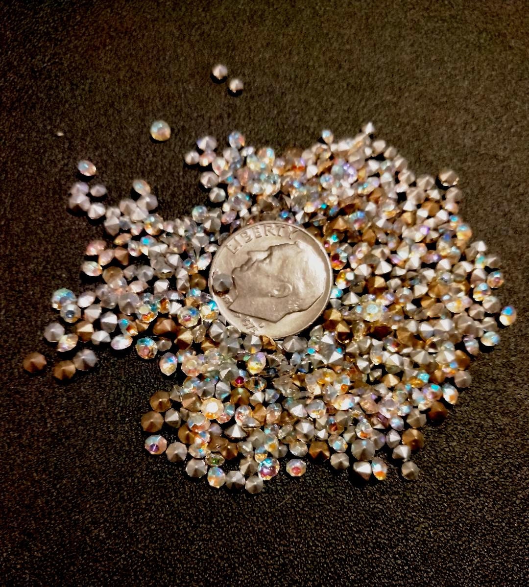 500 Small tiny Crystal AB Czec Rhinestones Mixed Sizes 7, 8 ,9 ,11 ...