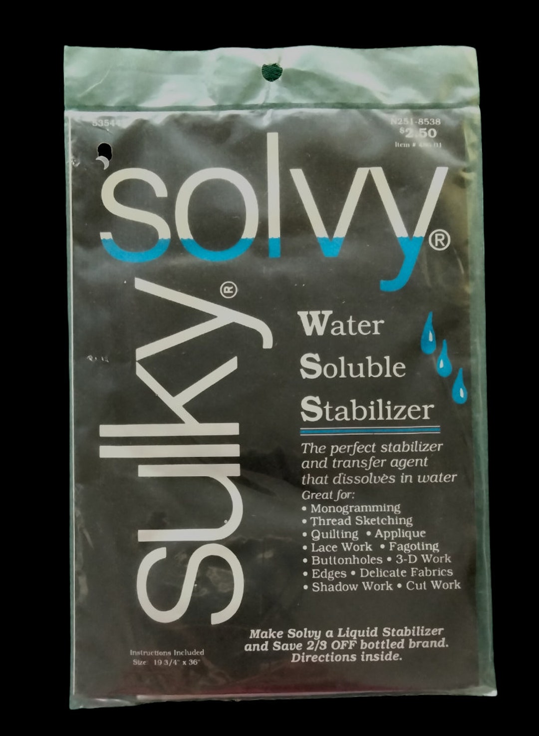 Sulky Solvy Water Soluble Stablizer 19 3/4 X 36 - Etsy