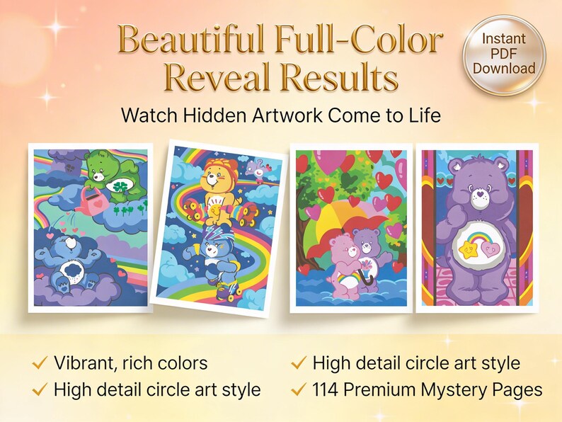 Care Bears Mystery Color by Number Book | 114 Pages (PDF Download ...