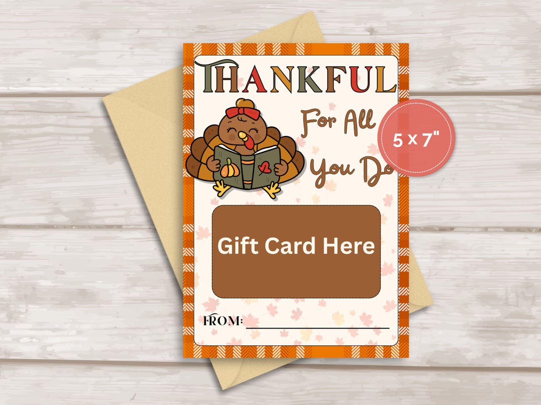 Printable Thanksgiving Gift Card Holder, Teacher Appreciation (digital ...