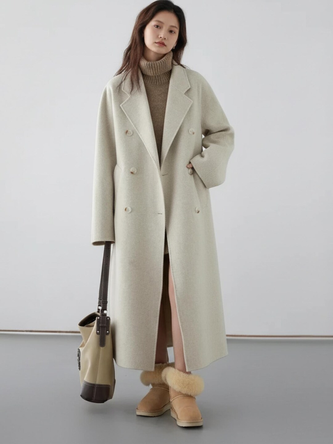 Women’s Long Wool Coat Double-breasted Retro Overcoat | Elegant Autumn ...