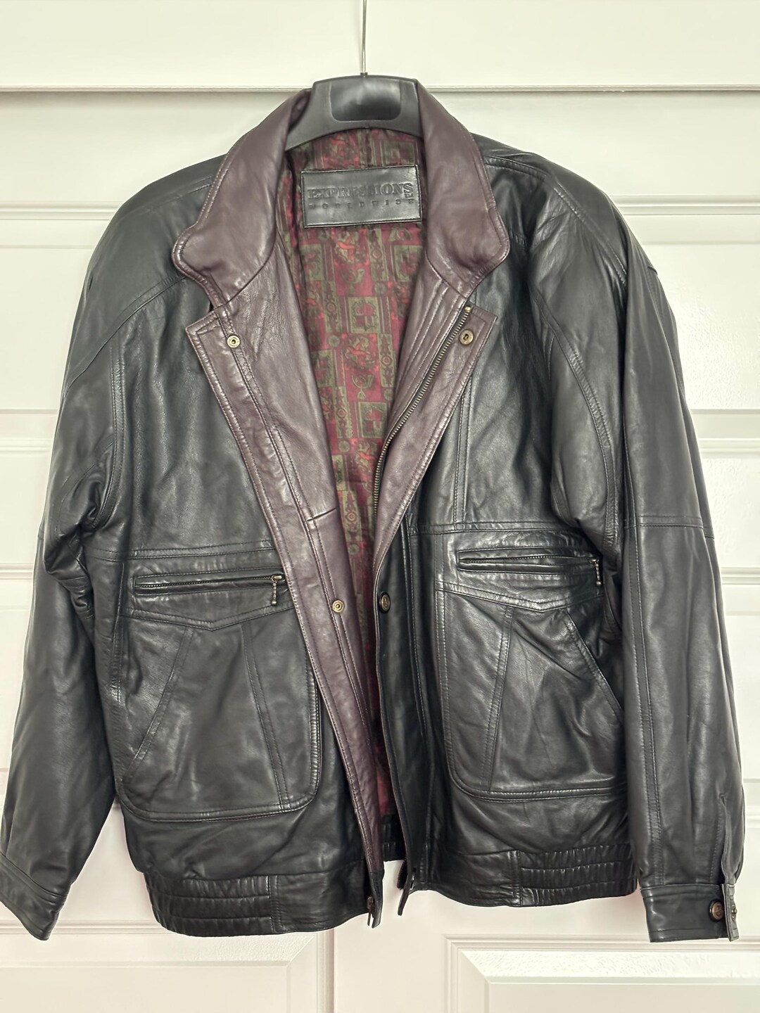 1990’s Leather Bomber Jacket Size 42 (large) - Etsy