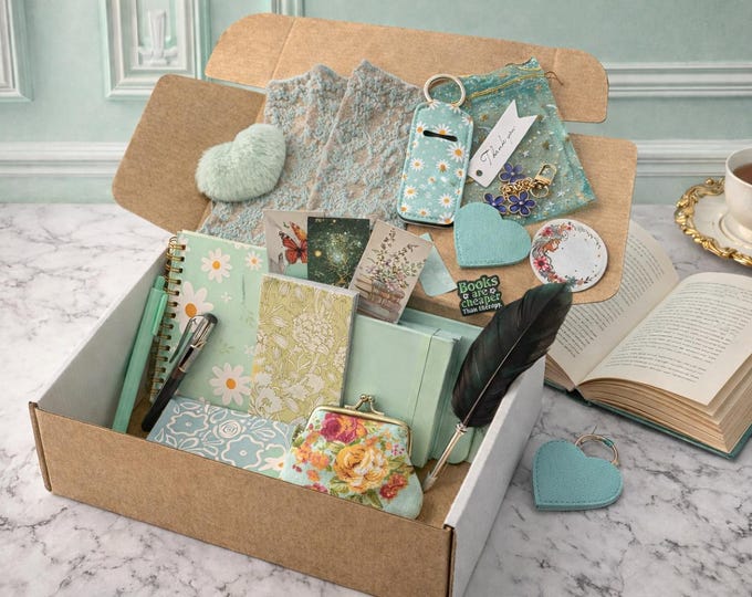 Stillwater Pages | Teal Cottagecore Reader Gift Box | Book Lover ...