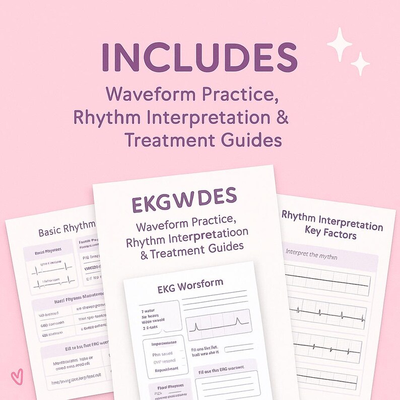 EKG Study Guide: ECG Interpretation, Dysrhythmia Worksheets (PDF) - Etsy
